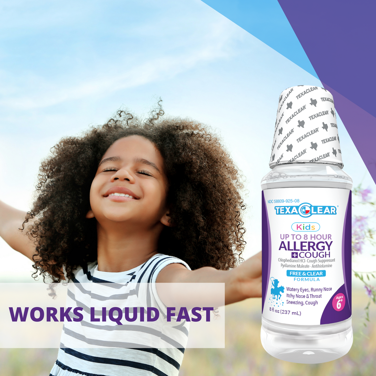 TexaClear Kids Allergy + Cough Relief | Dye-Free Liquid Medicine ...